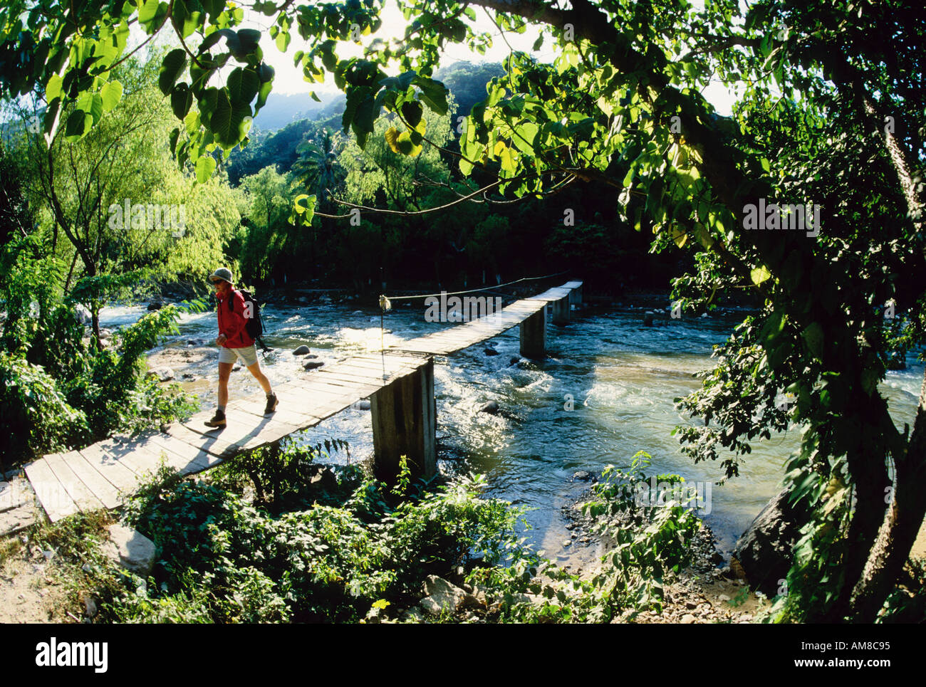 Sport Sports Backpacking Hiking over a bridge near Puerta Vallarta ...