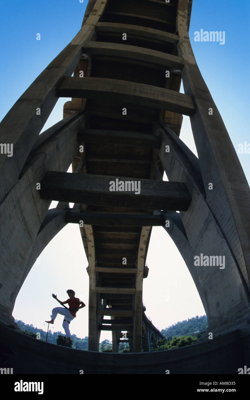 Sport Sports Karate under bridge Stock Photo - Alamy