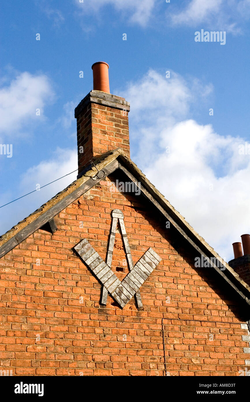 square and compass on the side of a building in South Derbyshire ...