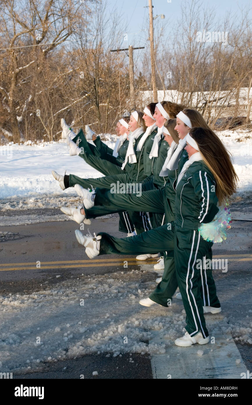 Wisconsin USA Cheer leaders at The Germantown Christmas parade December ...