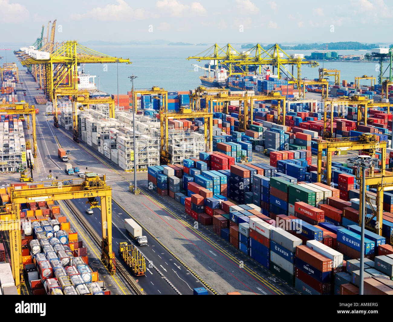 Aeriel view at the PSA Shipping Terminal in Singapore Stock Photo - Alamy