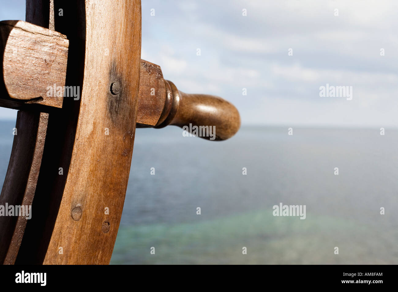 Ship's wheel in the Caribbean Sea, Roatan, Honduras Stock Photo - Alamy