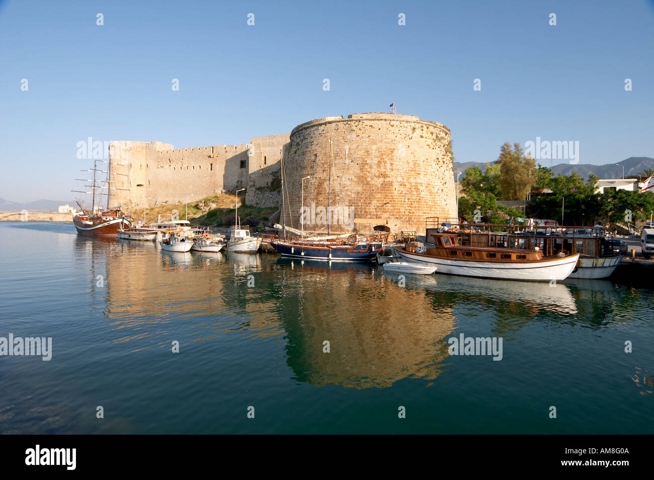 Castle boats and the harbour Kyrenia Girne Northern Cyprus Stock Photo ...