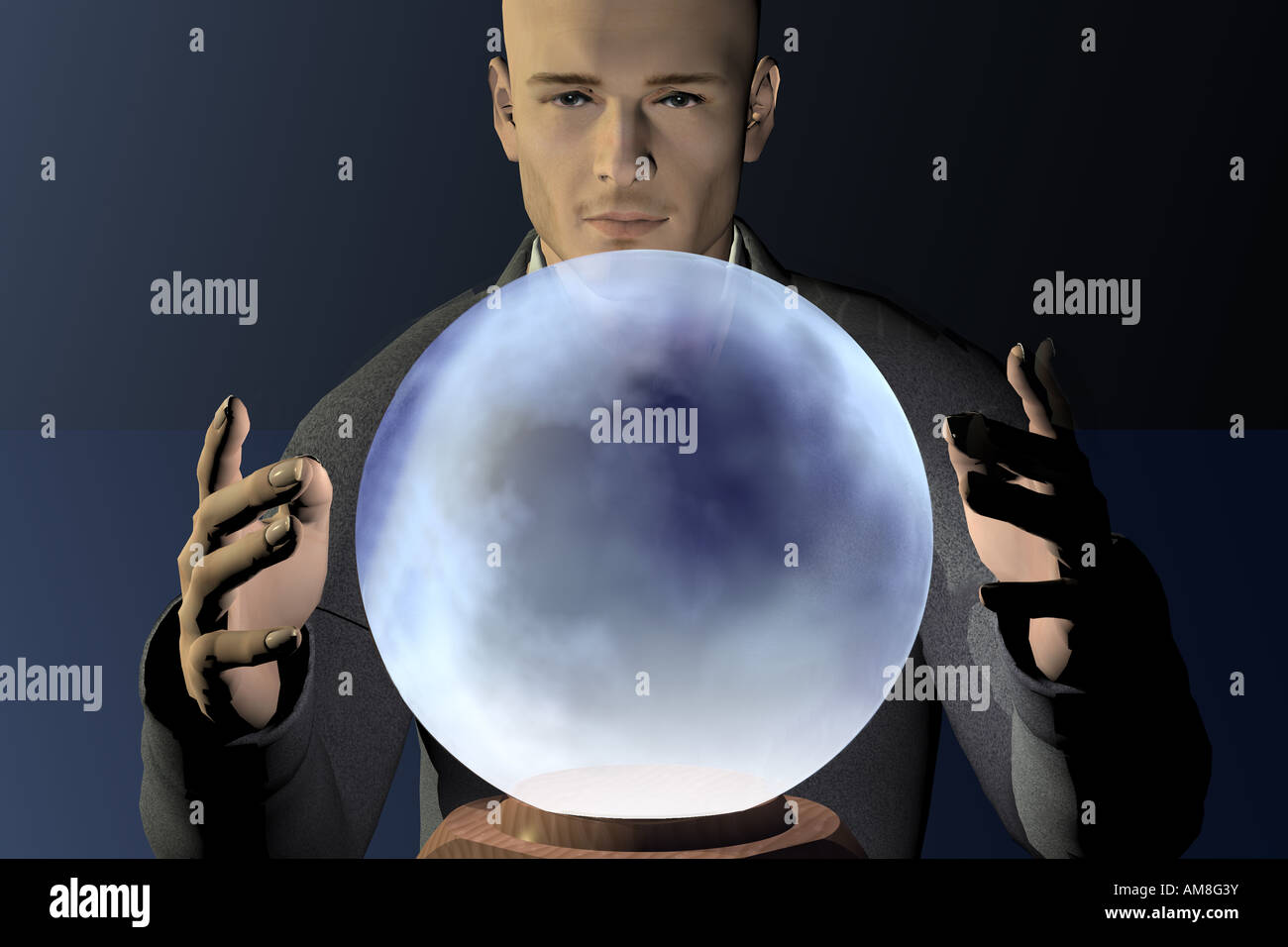 Businessman looking into crystal ball hi-res stock photography and ...