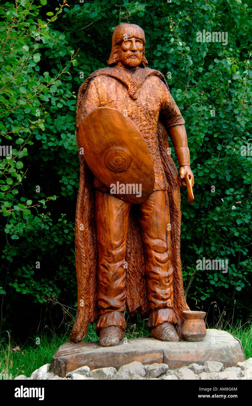 A Wooden Statue Of A Viking Stock Photo - Alamy