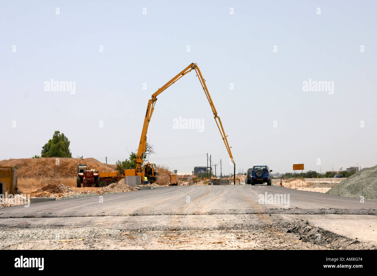 Concrete pump and Civil Engineering plant on Road construction Limassol ...