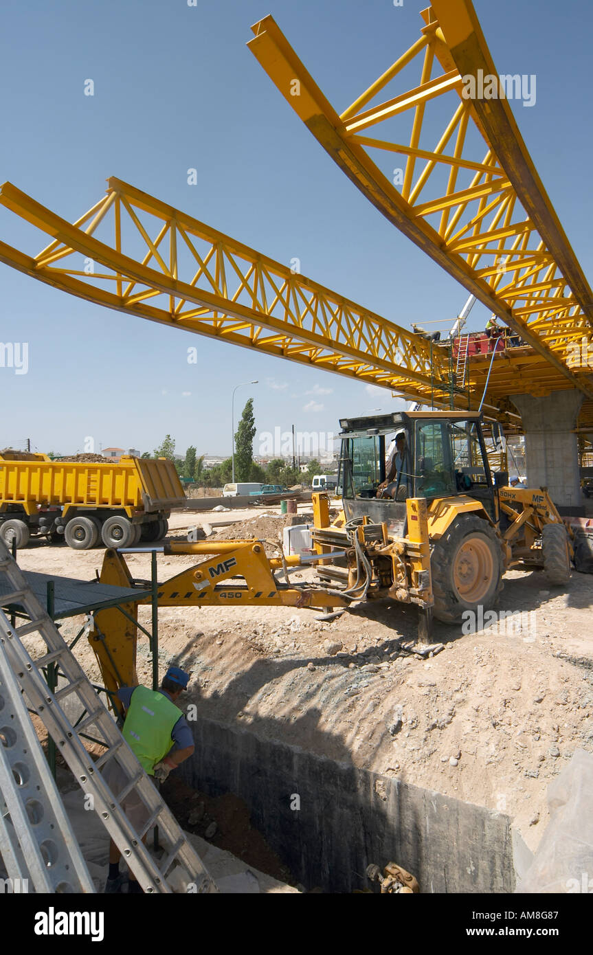 Civil Engineering plant and workers on Bridge construction Limassol ...