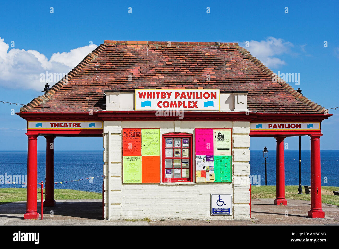 An iconic image of a colourful pavillion on Whitby seafront against ...