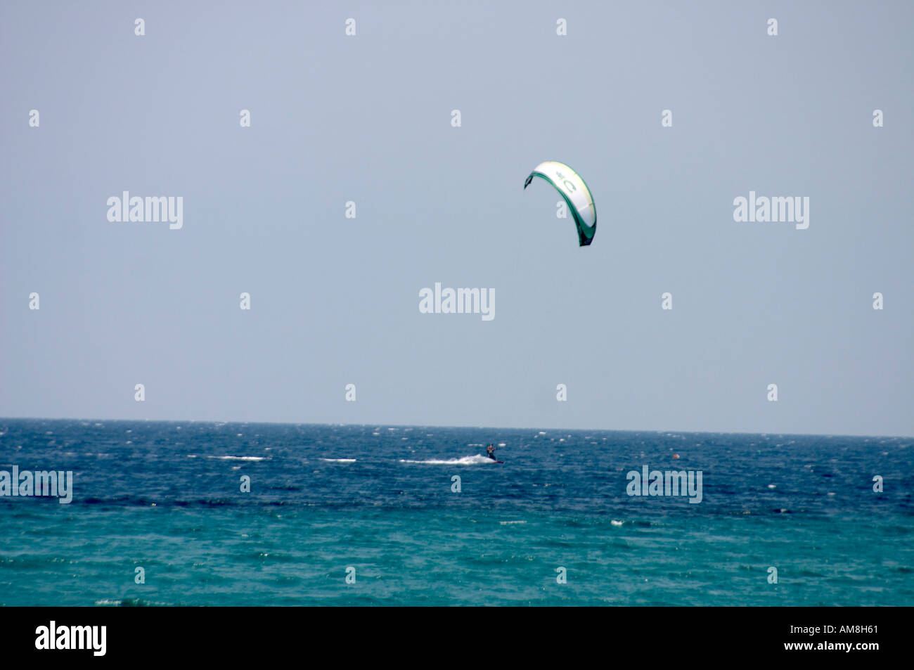 Parasurfing with a parawing Platamonas beach Olympus region Greece ...