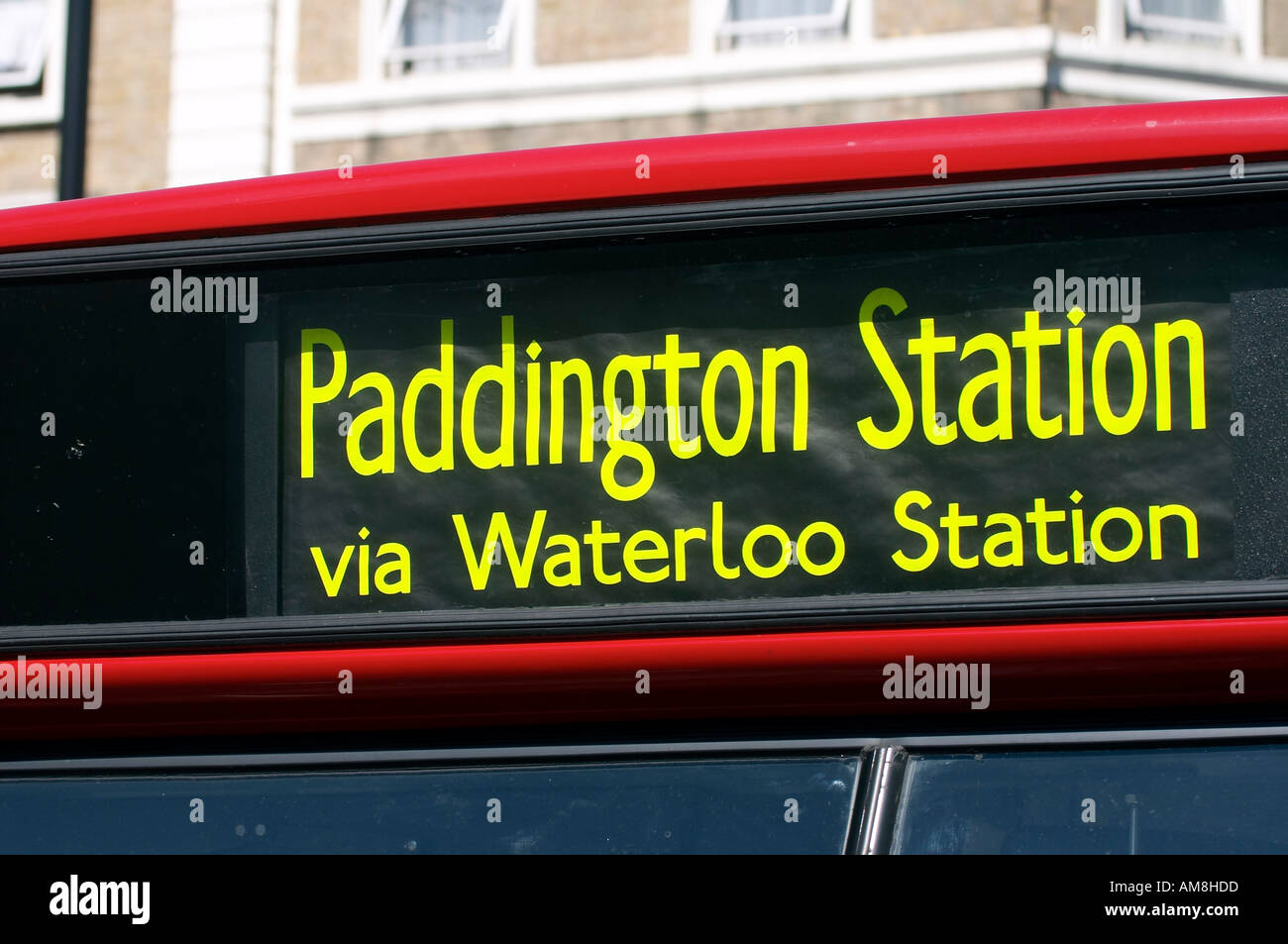 Paddington Station bus destination Paddington London W2 England Stock ...