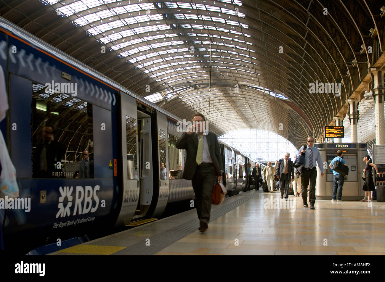 Paddington Station platform with commuters London W2 England Stock ...