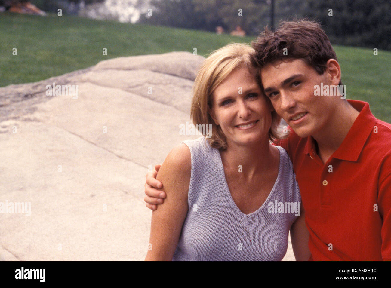 Mother and son smiling, portrait Stock Photo - Alamy