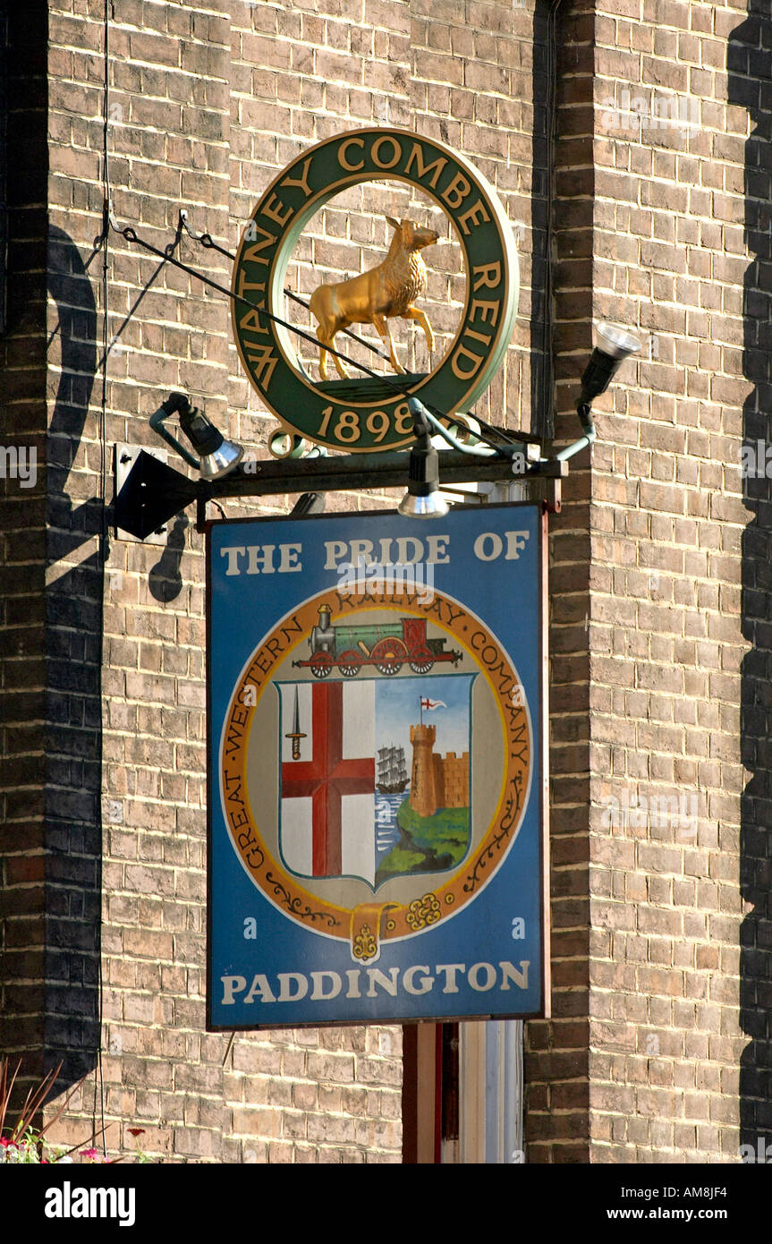 The pride of Paddington pub sign London W2 England Stock Photo - Alamy