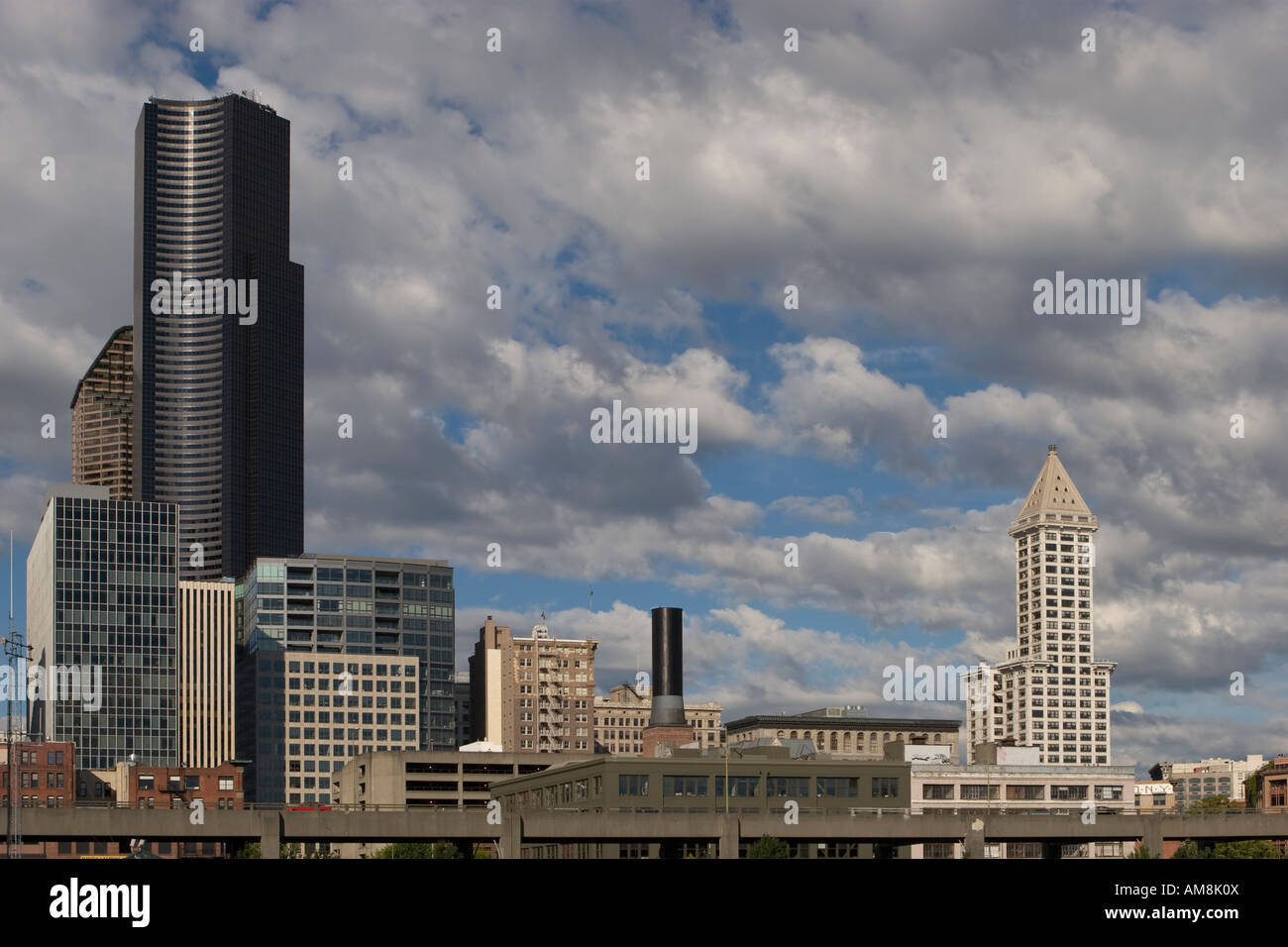 High rise skyscrapers buildings in downtown business district Seattle ...