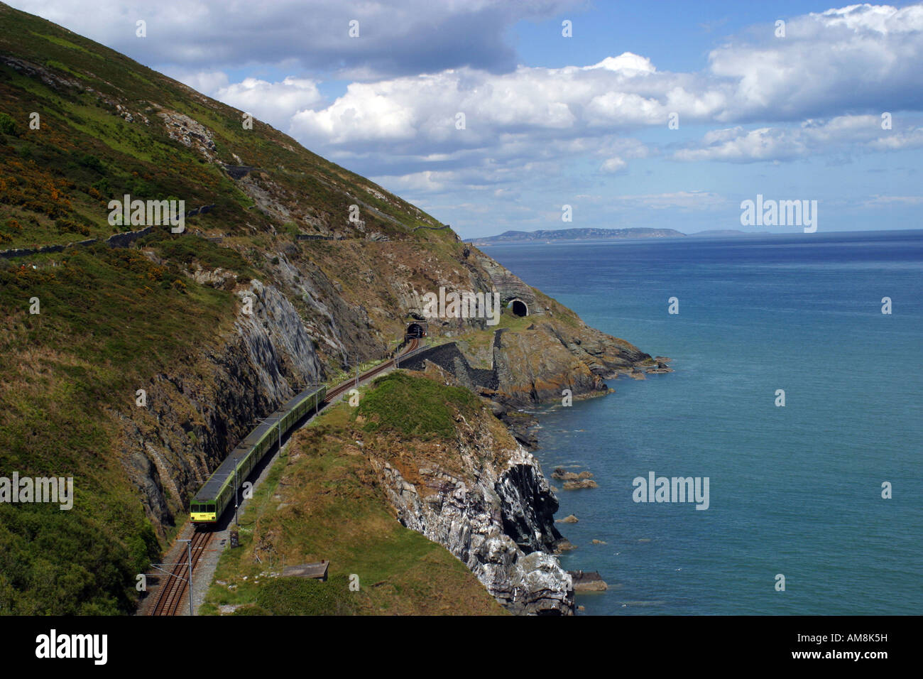 Train Tracks on the Greystones to Bray railway line Ireland Stock Photo ...