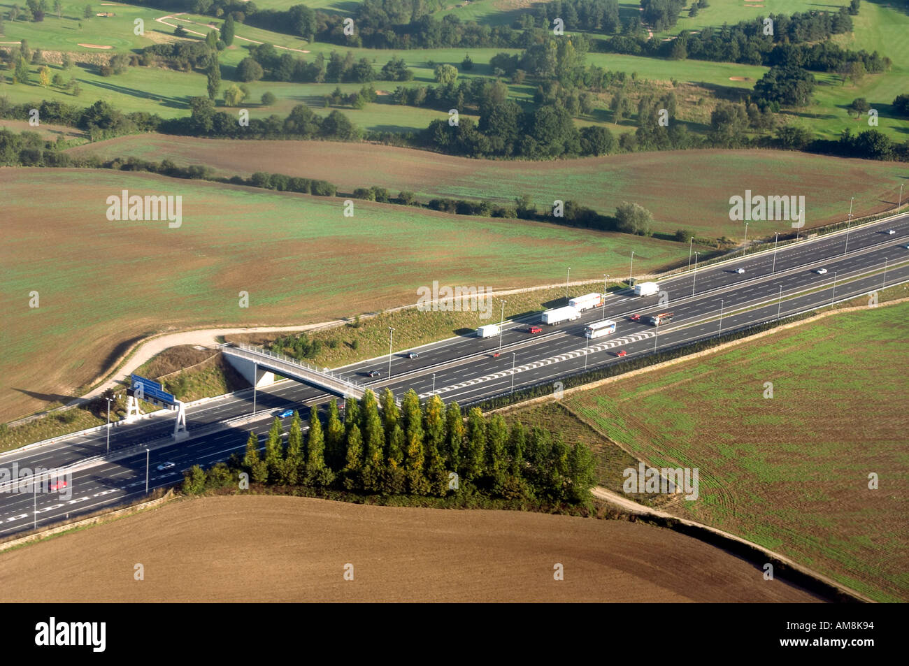 Aerial view of M11 motorway in Essex England Stock Photo - Alamy