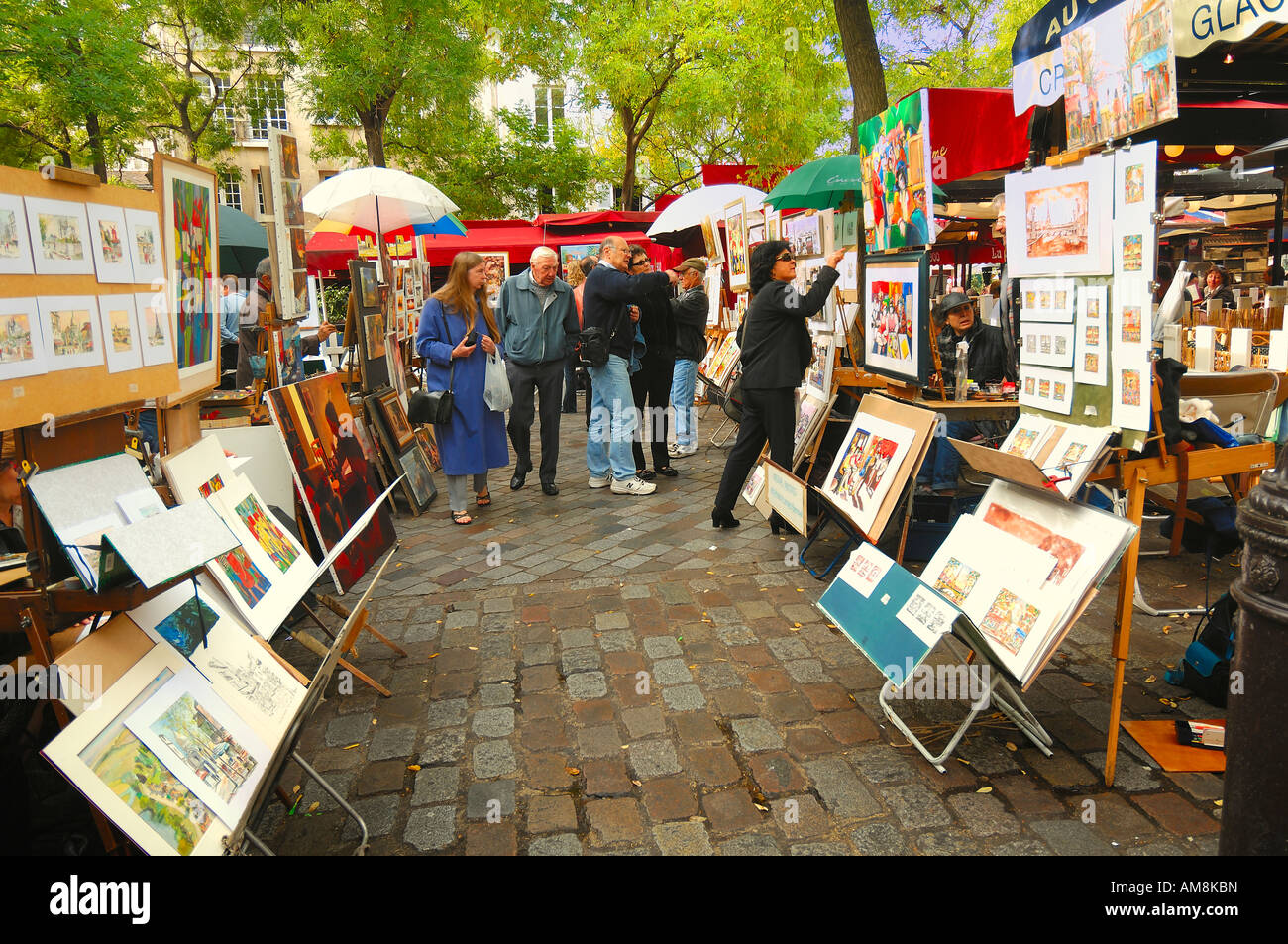The Artist's Area at a Square in Montmartre, Paris, France Stock Photo ...