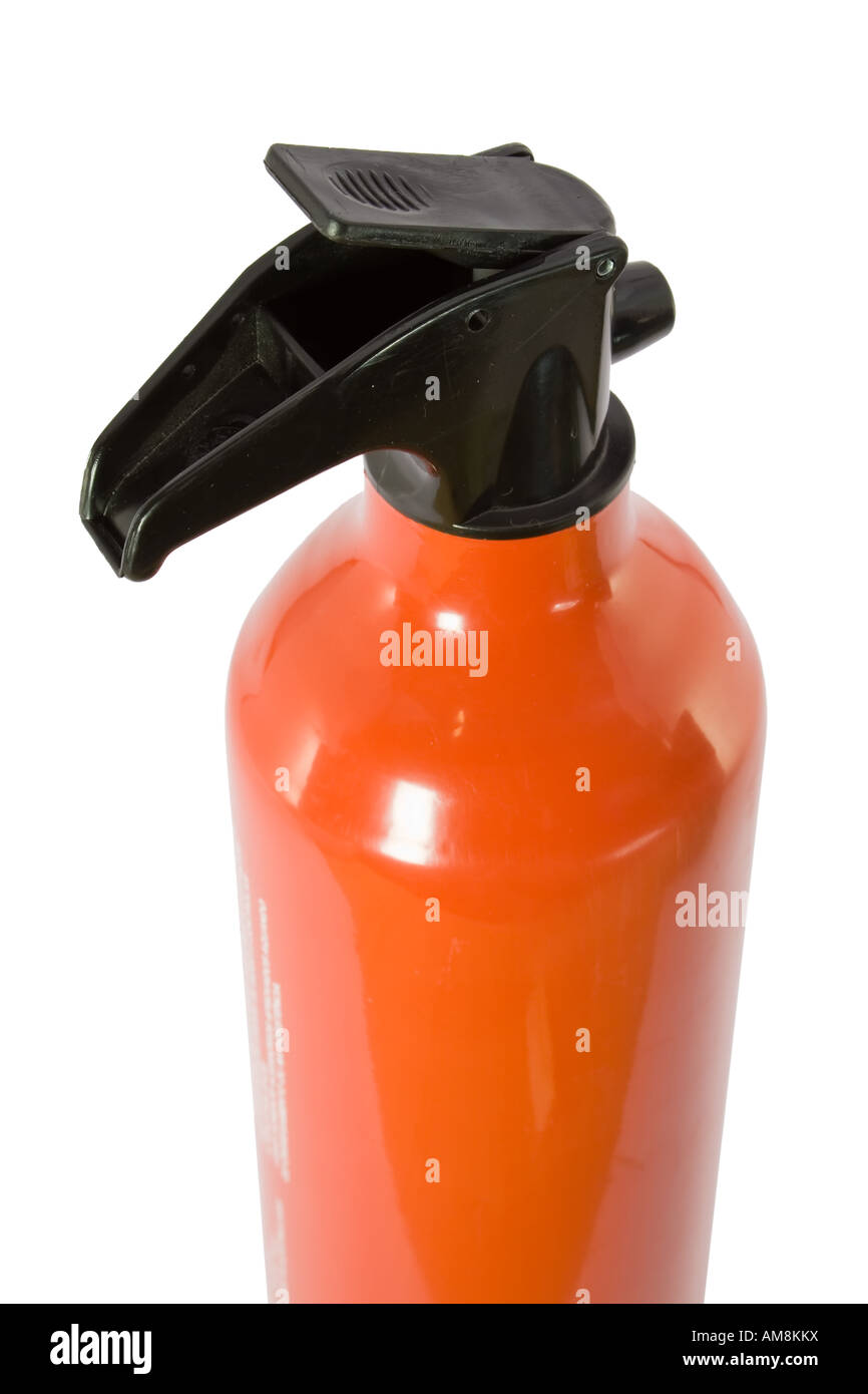 Small fire extinguisher isolated on white background Stock Photo - Alamy