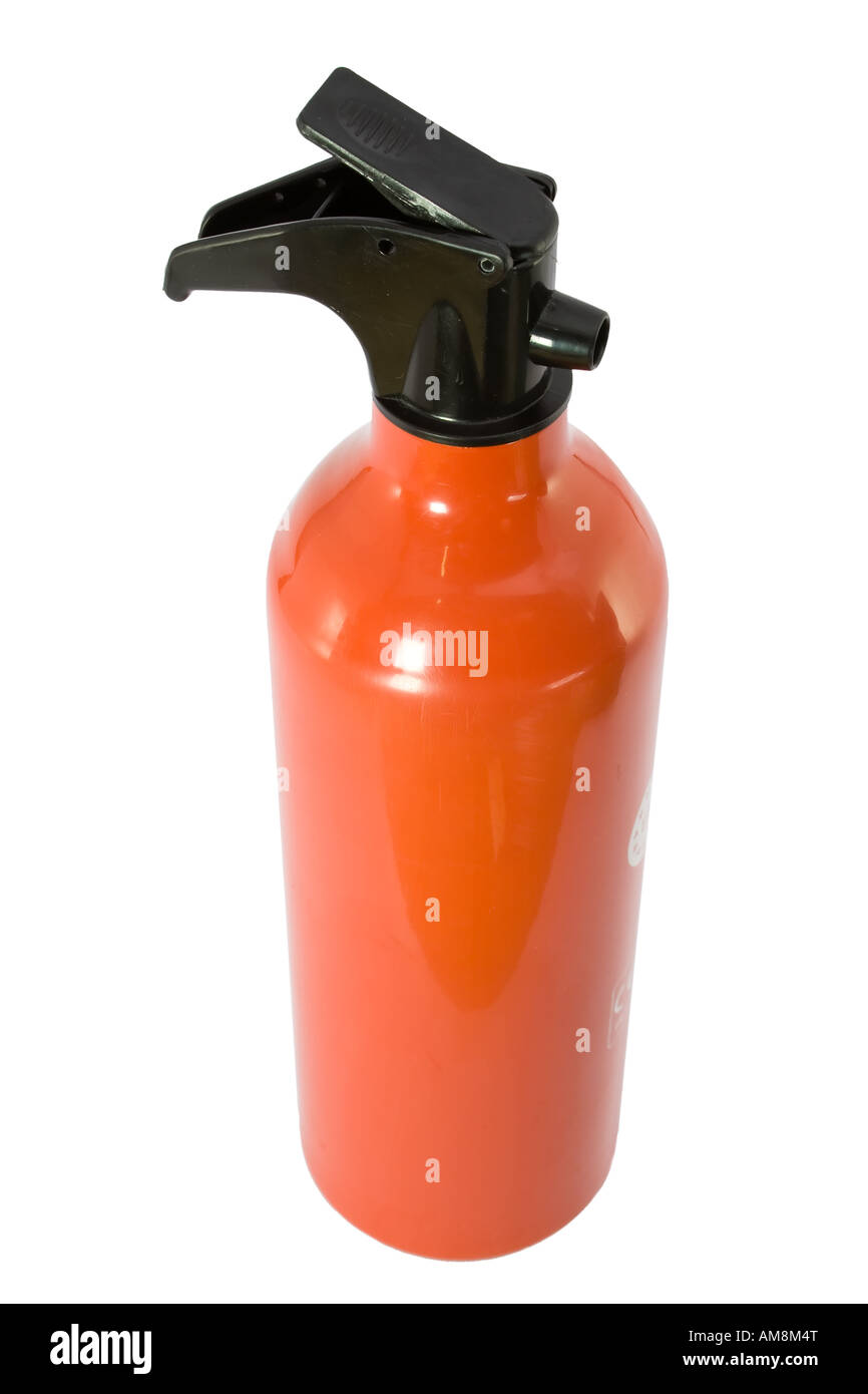Small fire extinguisher isolated on white background Stock Photo - Alamy