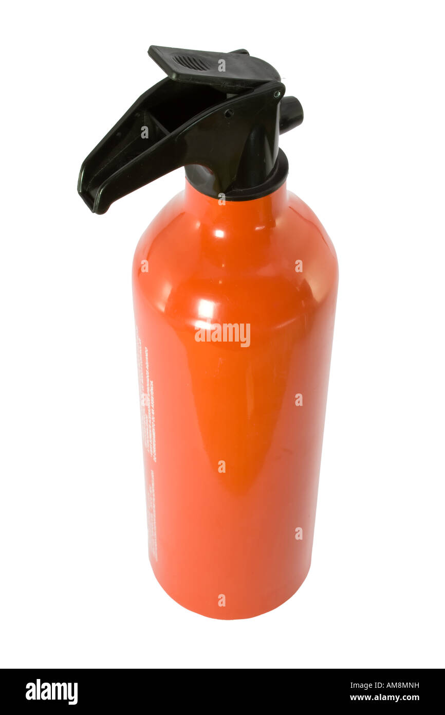 Small fire extinguisher isolated on white background Stock Photo - Alamy