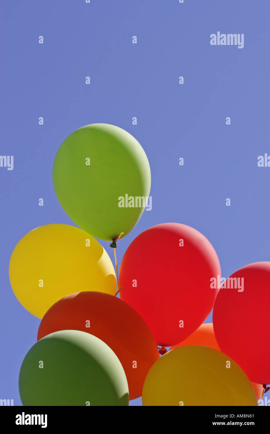 Blue sky with colourful balloons Cut Out Stock Images & Pictures - Alamy