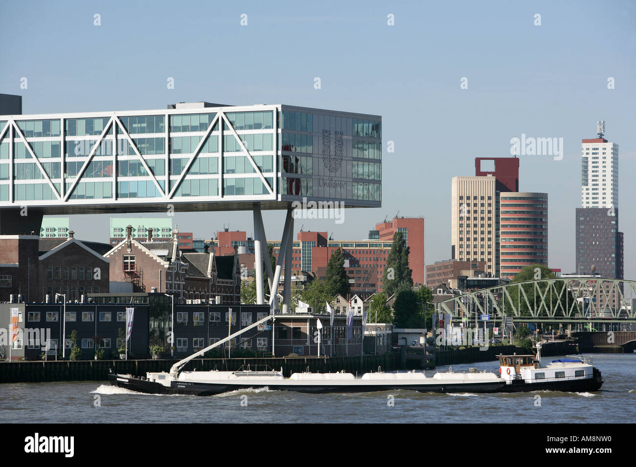 NLD, Netherlands, Rotterdam: Skyline, city center, Nieuwe Maas river ...