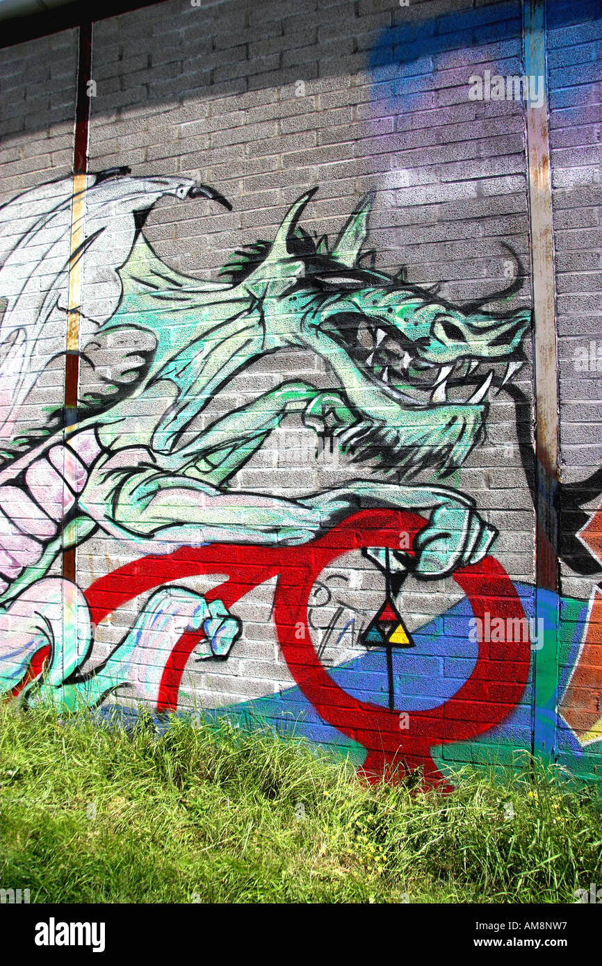 Graffiti on Wall Newport South East Wales Stock Photo - Alamy
