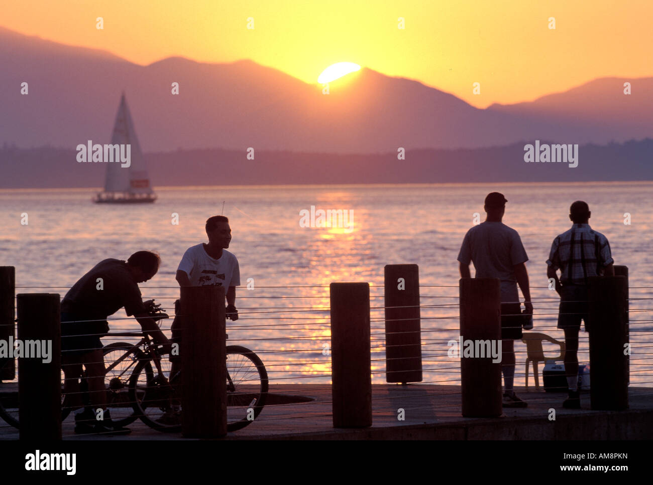Sunset over Puget Sound, West Seattle, Summer WASHINGTON Stock Photo ...