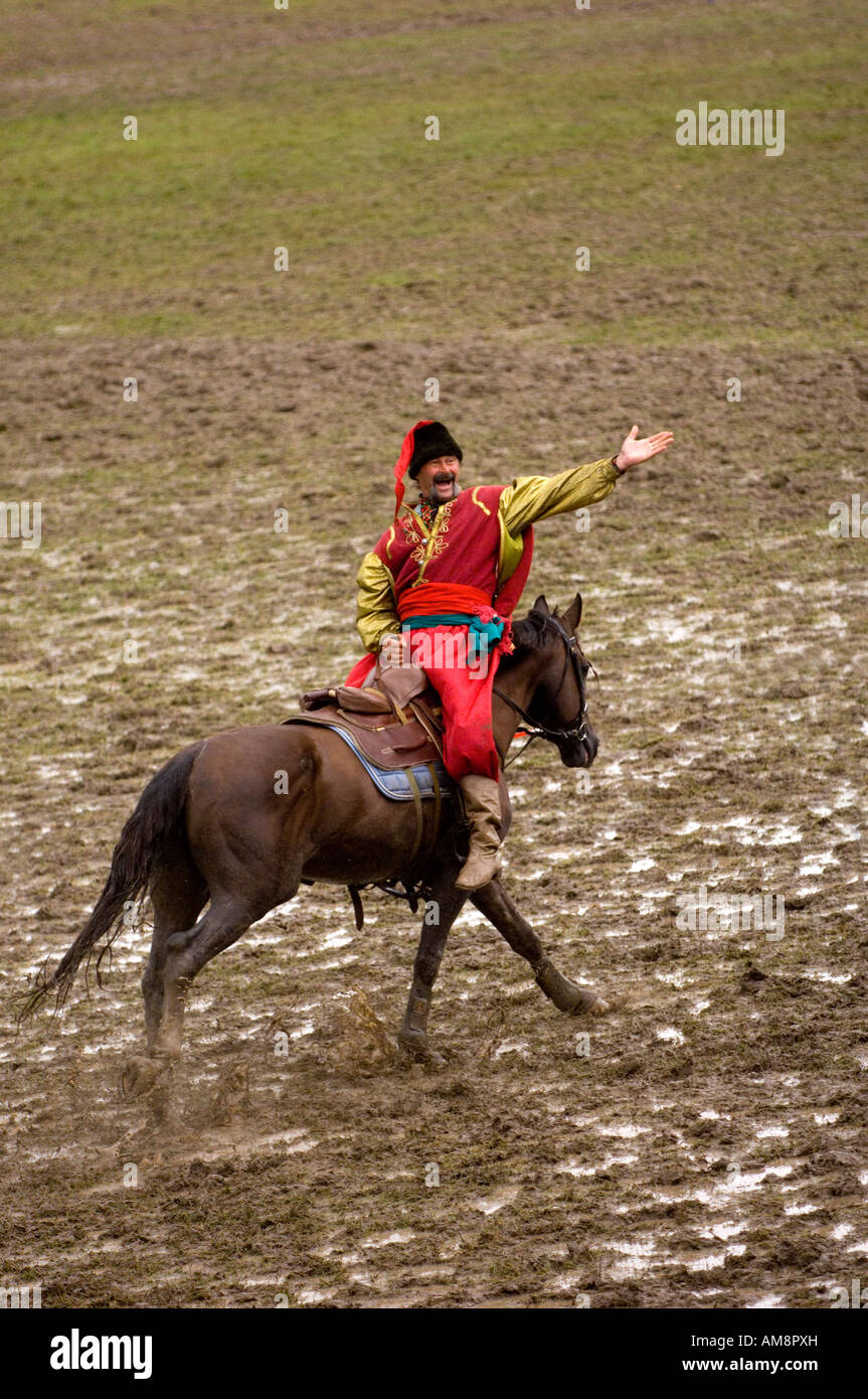 A Cossack rider displays his skill at The Royal Welsh Agricultural Show ...
