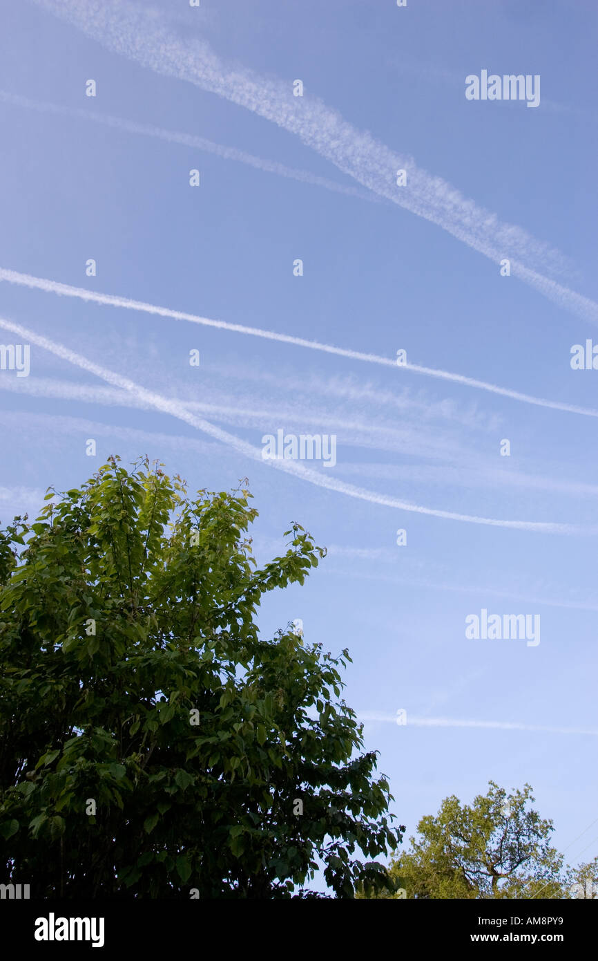 Vapour Trails in Sky from Aircraft Engines Pollution Environment Wales ...