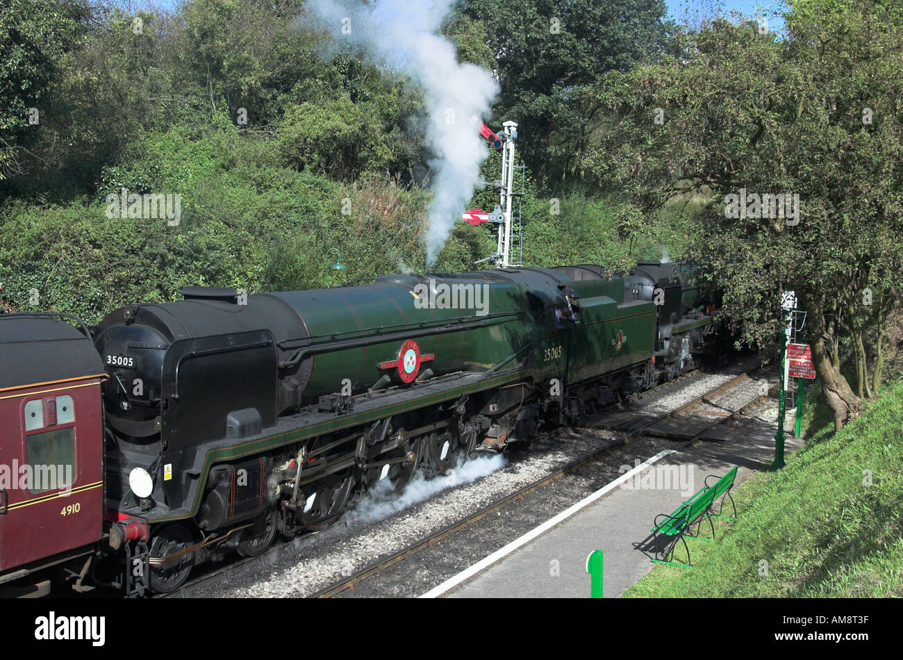 Medstead Station on the Mid Hants Railway Hampshire England with two ...