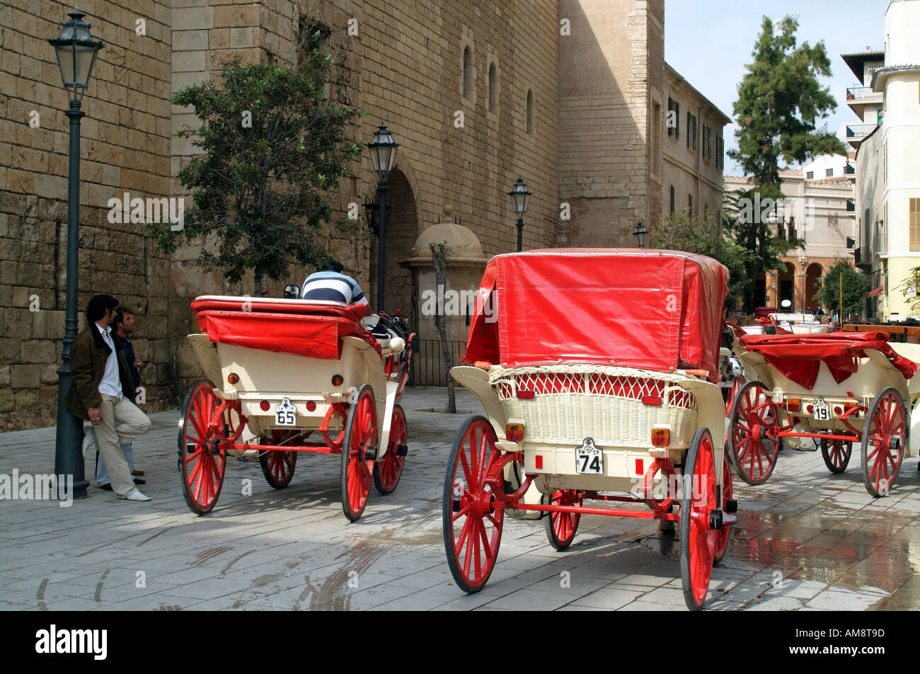 Horse drawn taxi cab Majorca Spanish island transportation Stock Photo ...