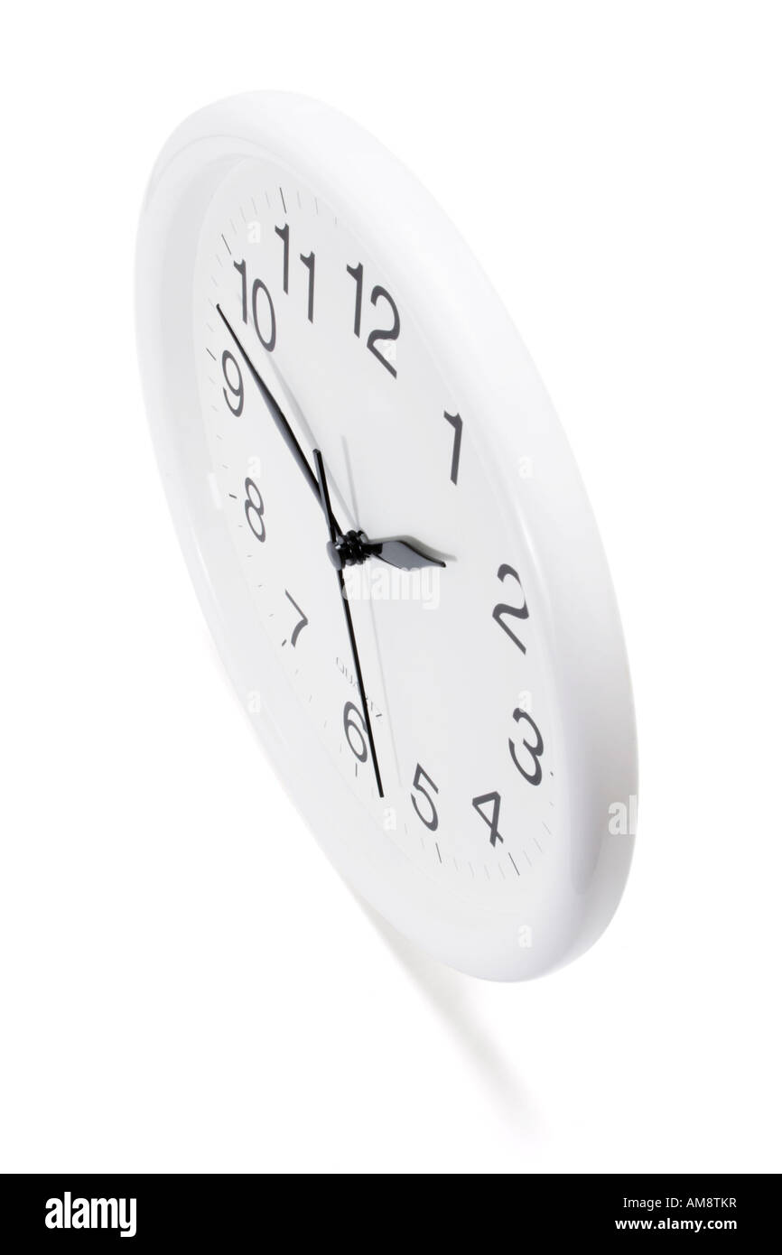 Clock on White Background Stock Photo - Alamy