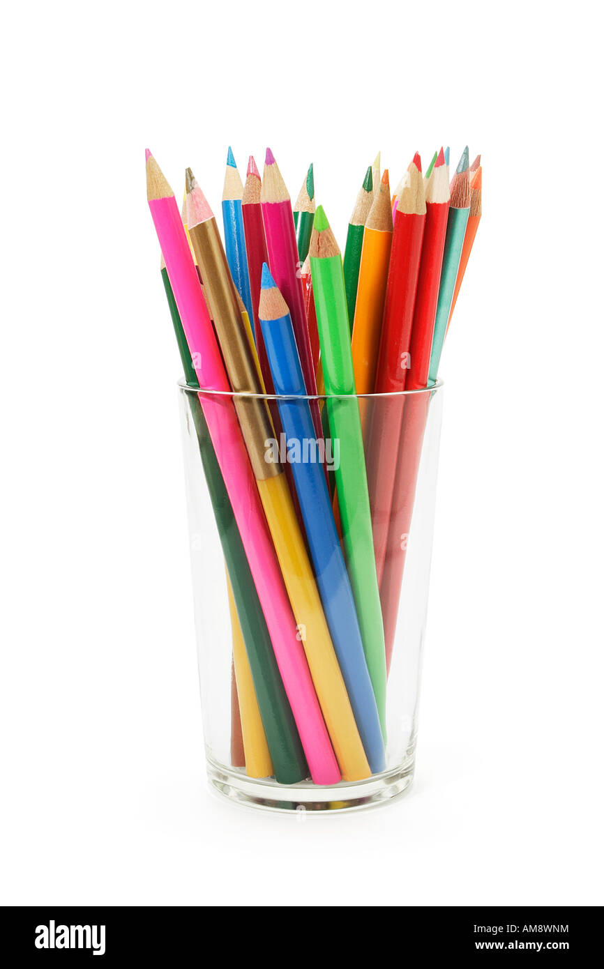 Colour Pencils in Glass Stock Photo - Alamy