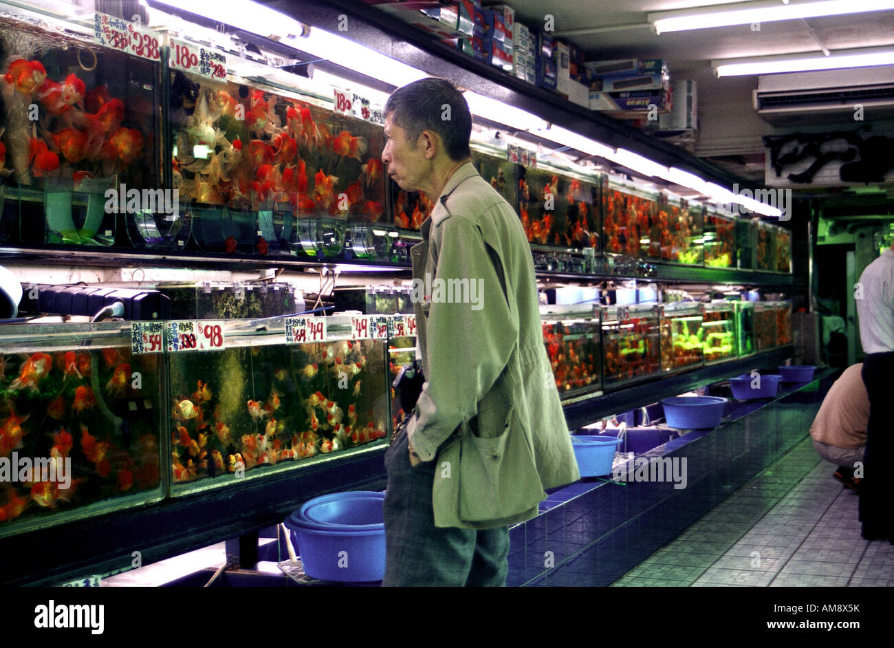 Man in Fish Store Stock Photo - Alamy