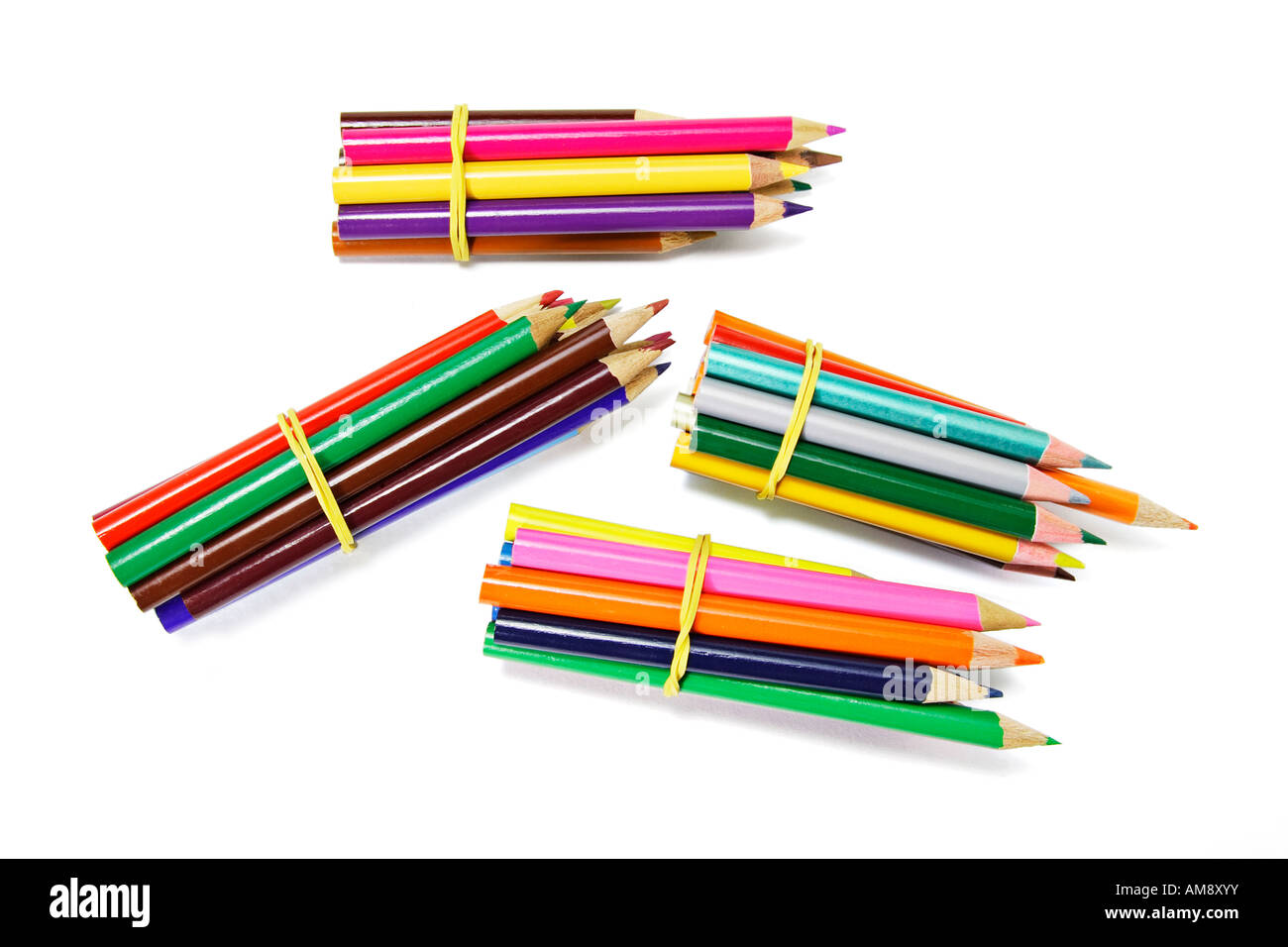 Bundles of Colour Pencils on White Background Stock Photo - Alamy