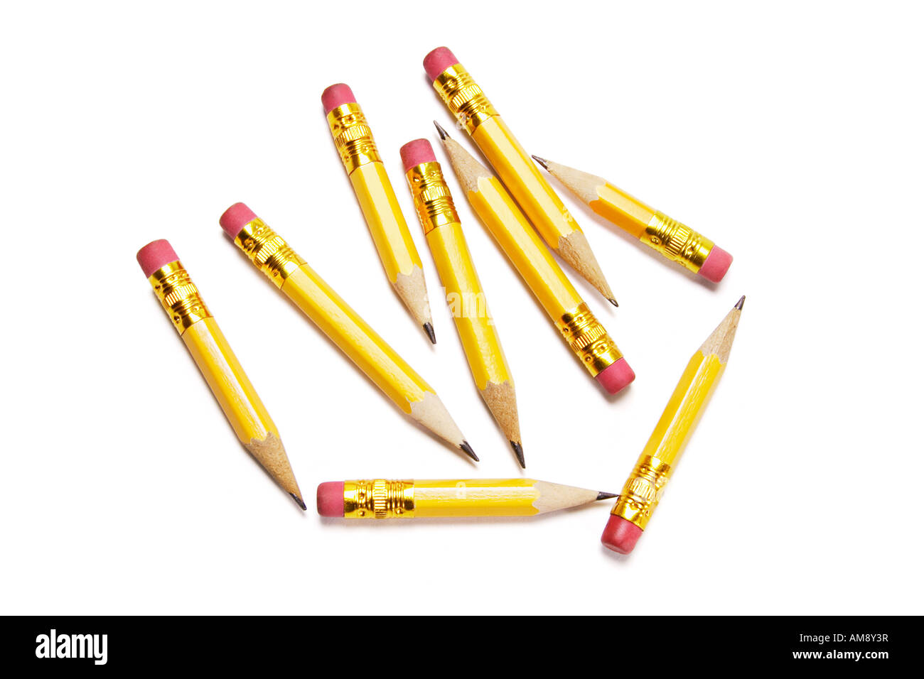Short Pencils on White Background Stock Photo - Alamy