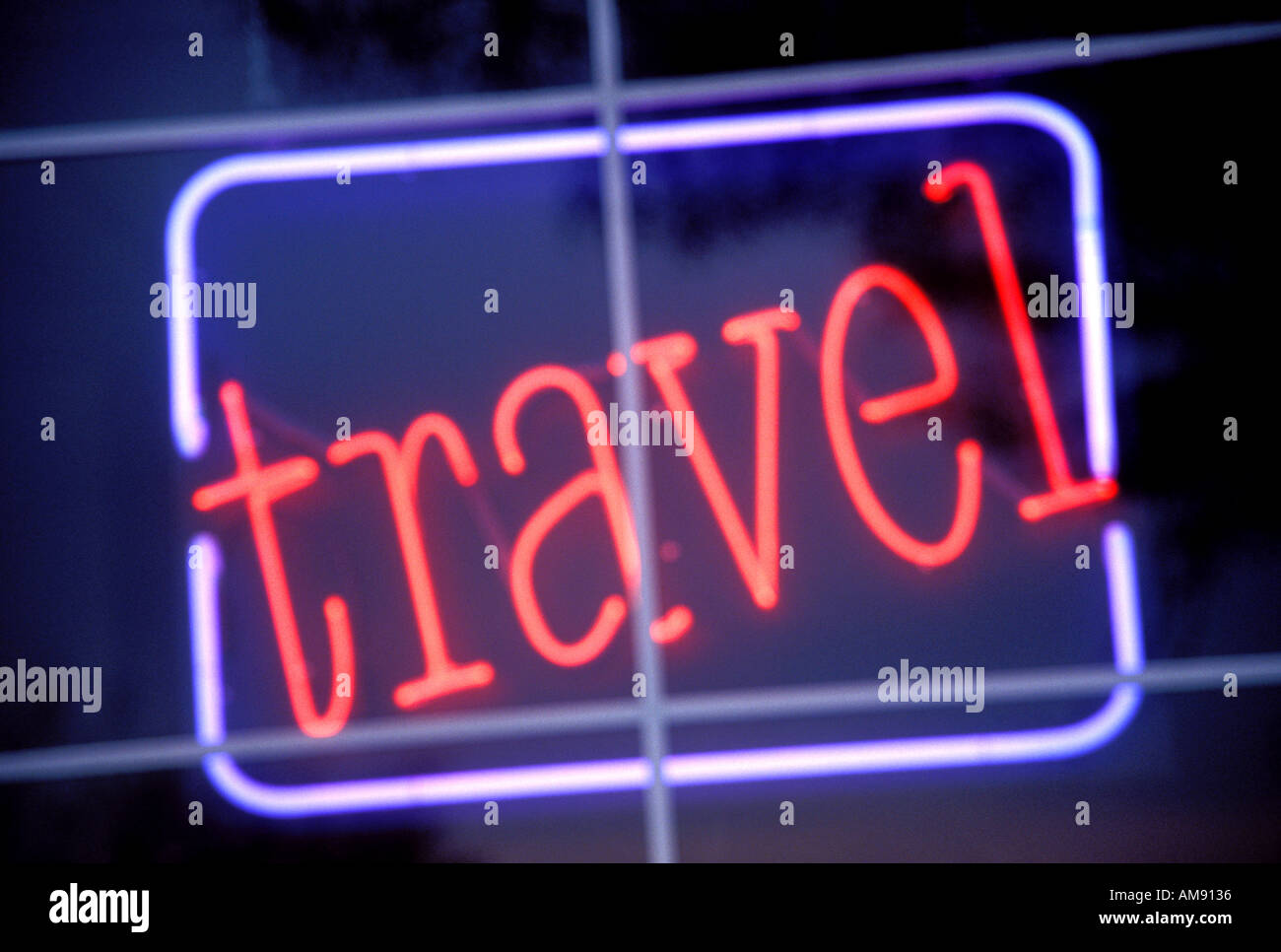 Travel neon sign Stock Photo - Alamy