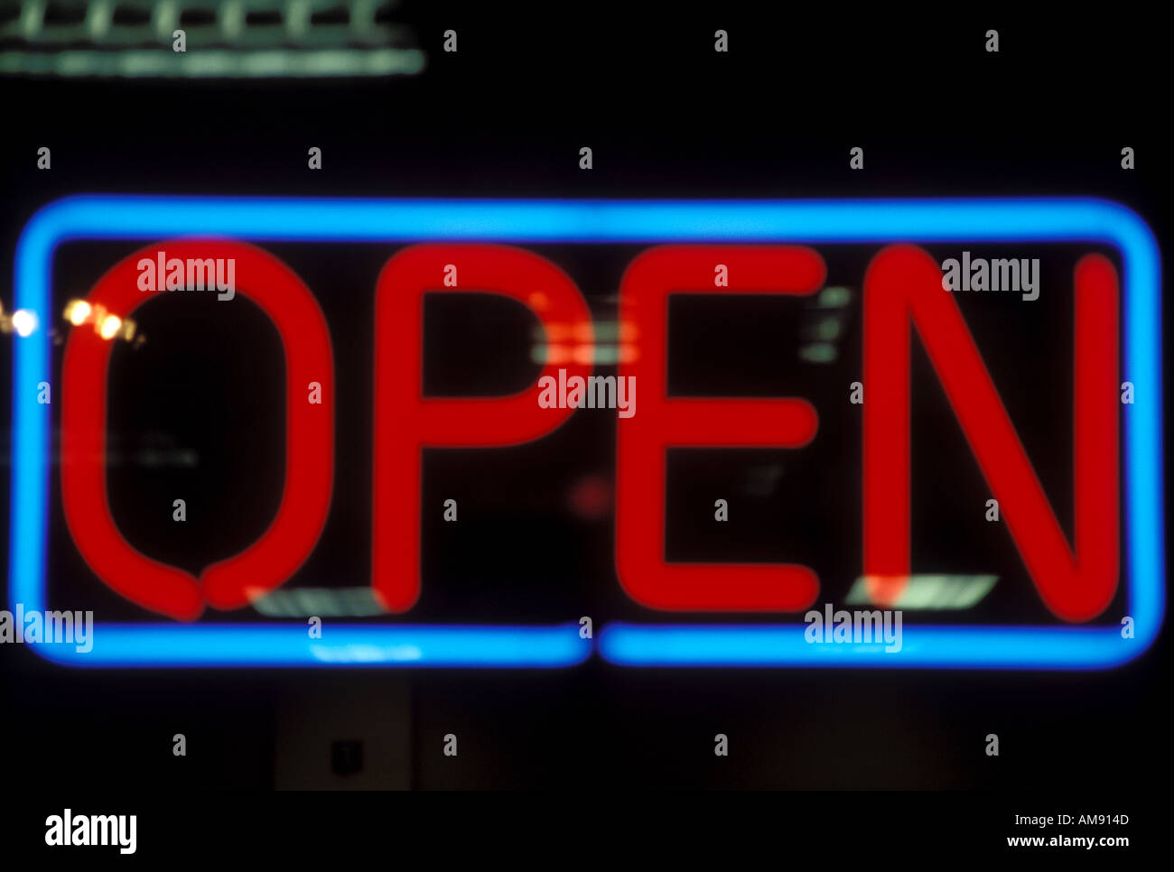 Open Neon Sign Stock Photo - Alamy