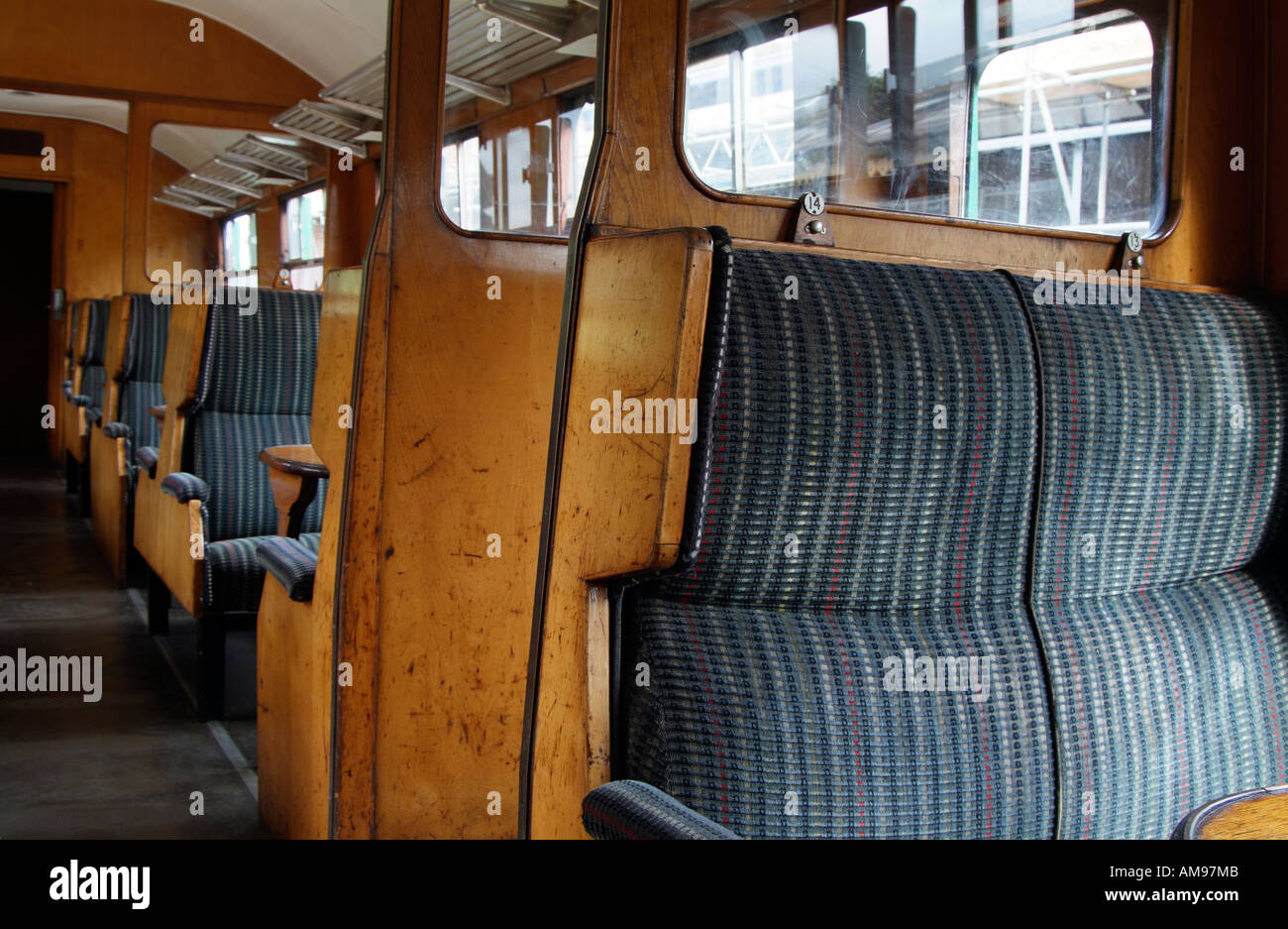 Interior of an old Southern Railways passenger carriage. Rolling stock ...