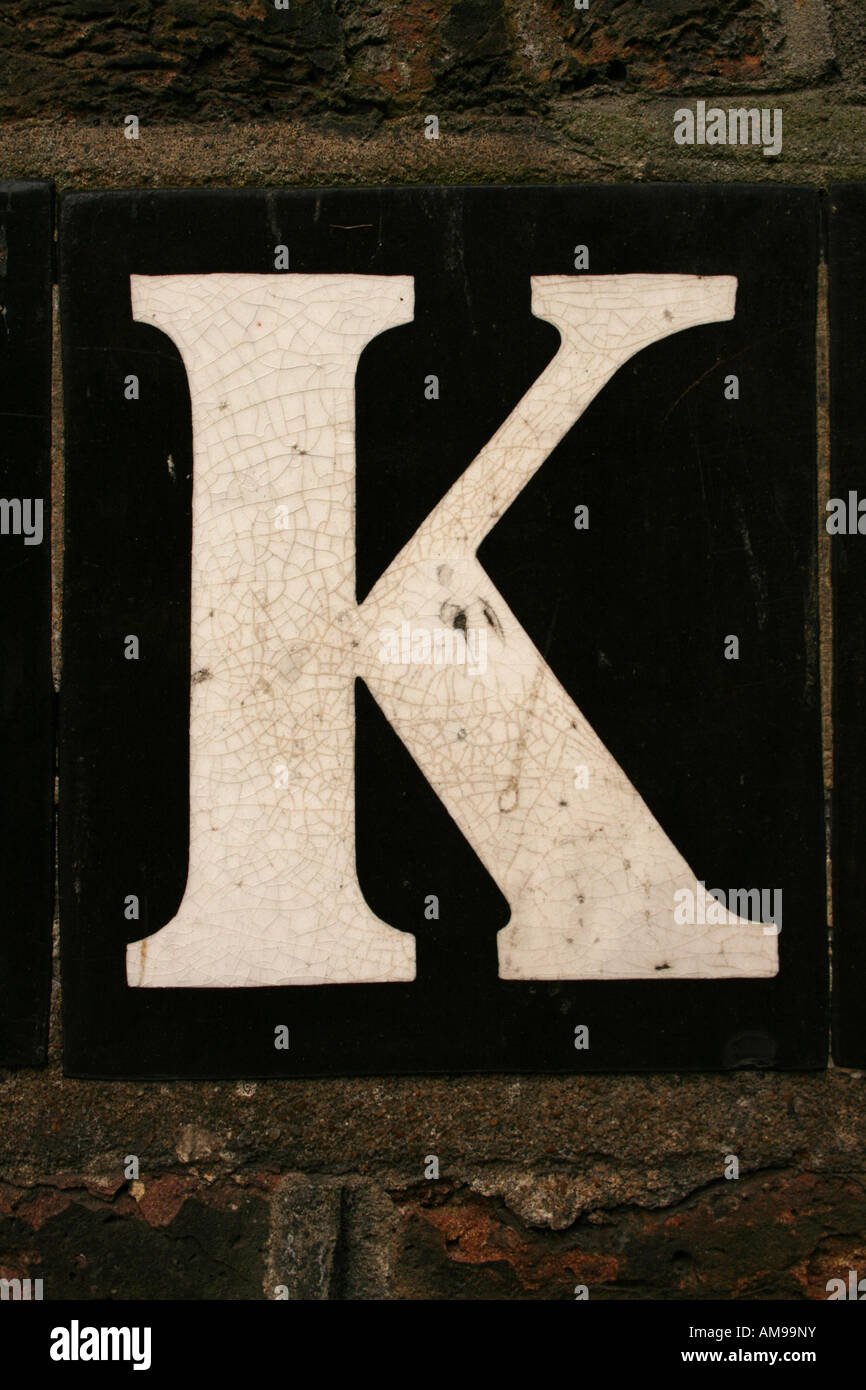 The letter k from street sign Hampstead London England UK Stock Photo ...