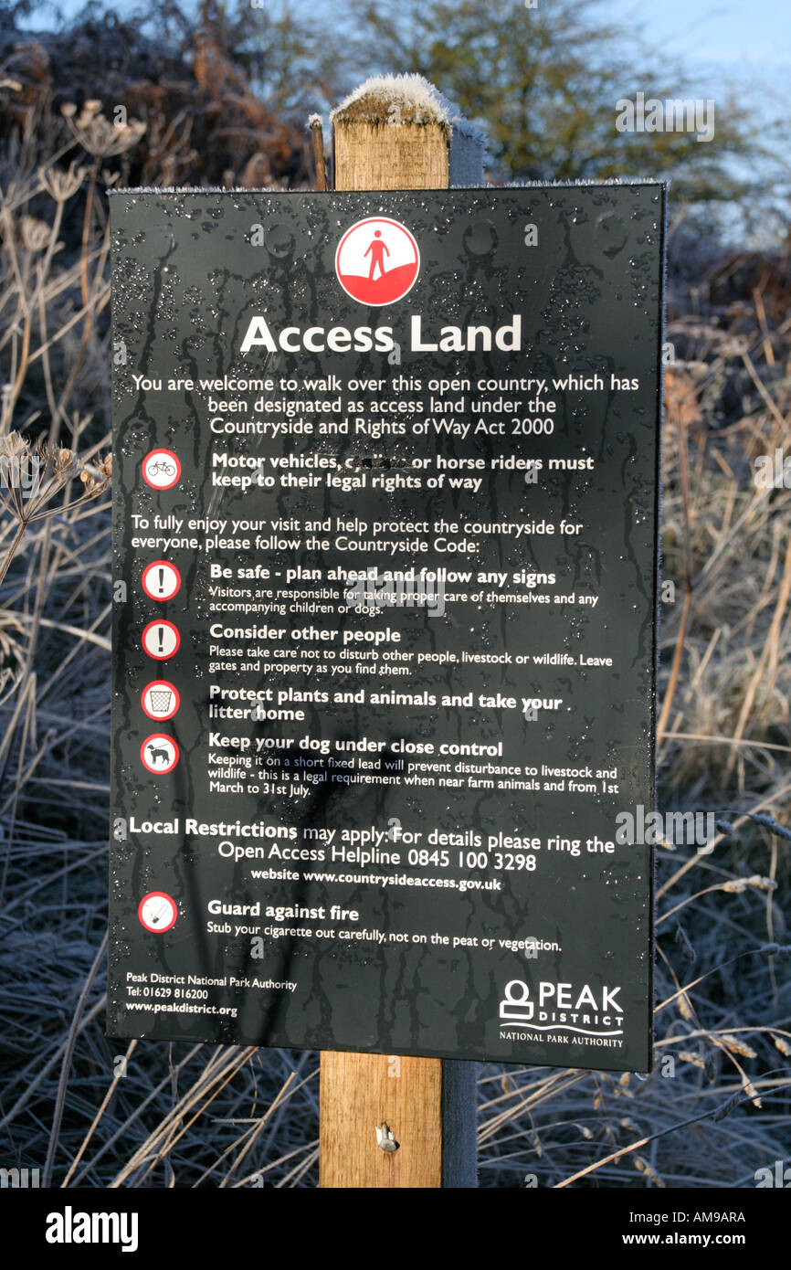 access land information sign post derbyshire peak district national ...