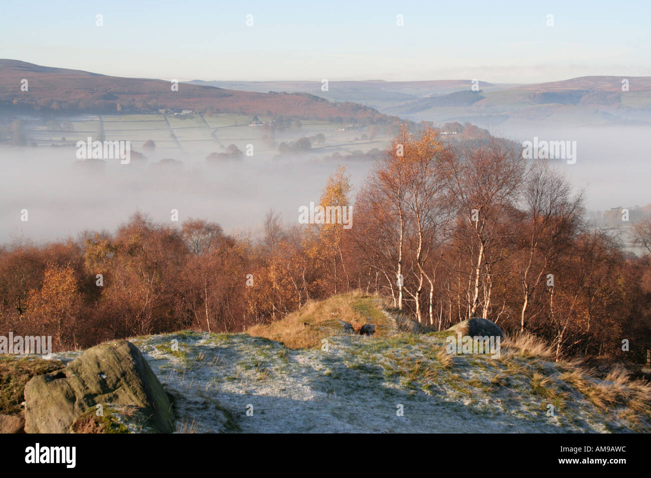 low mist landscapes derbyshire peak district national park england uk ...