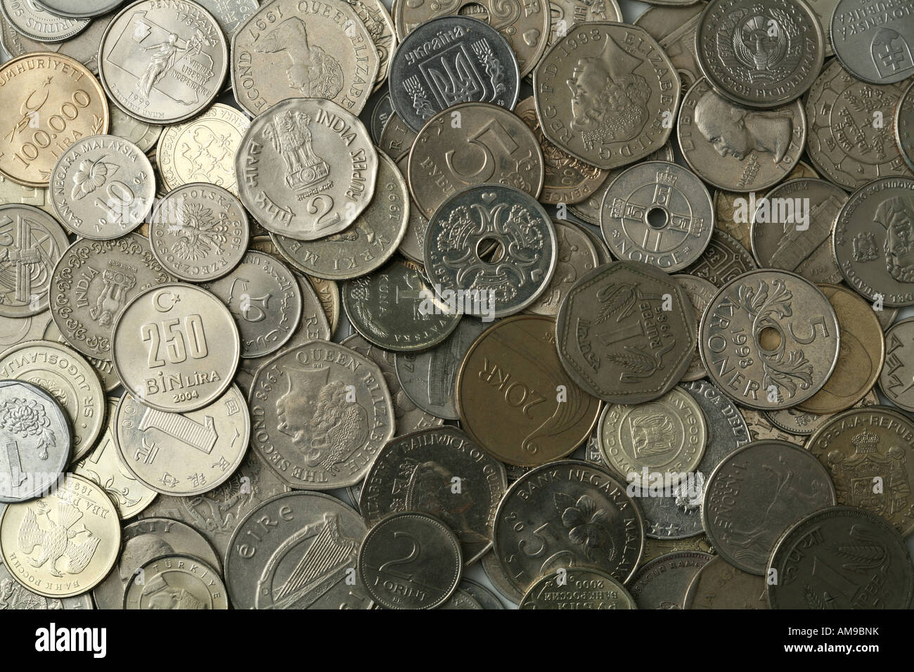 Silver coins texture Stock Photo - Alamy