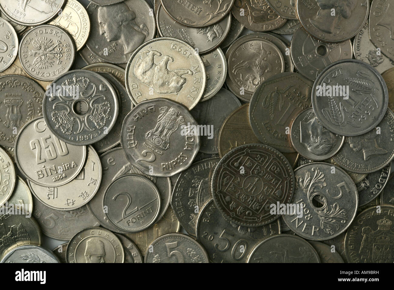 Silver coins texture Stock Photo - Alamy