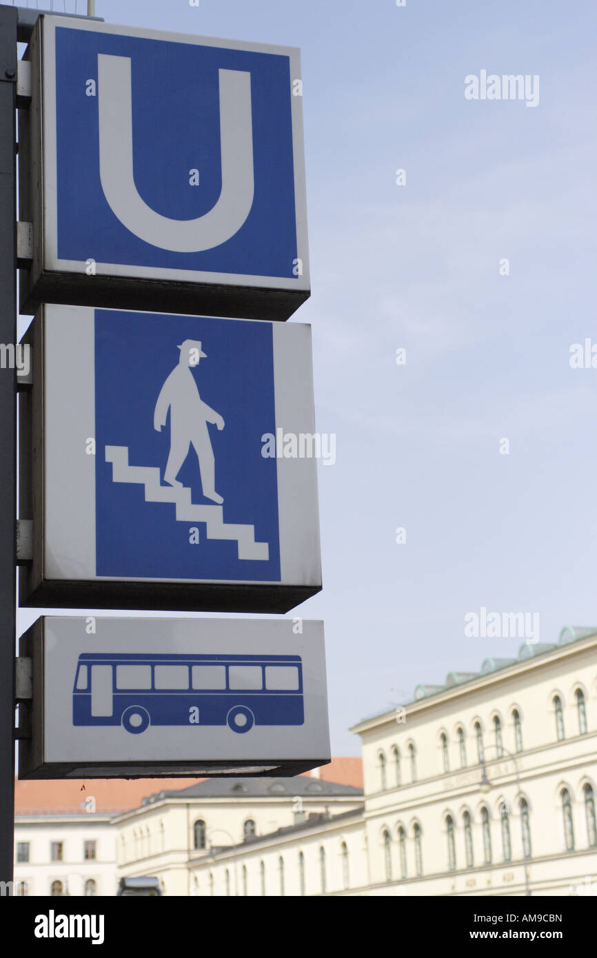 A sign for the U-Bahn and buses in the Munich, Germany Stock Photo - Alamy