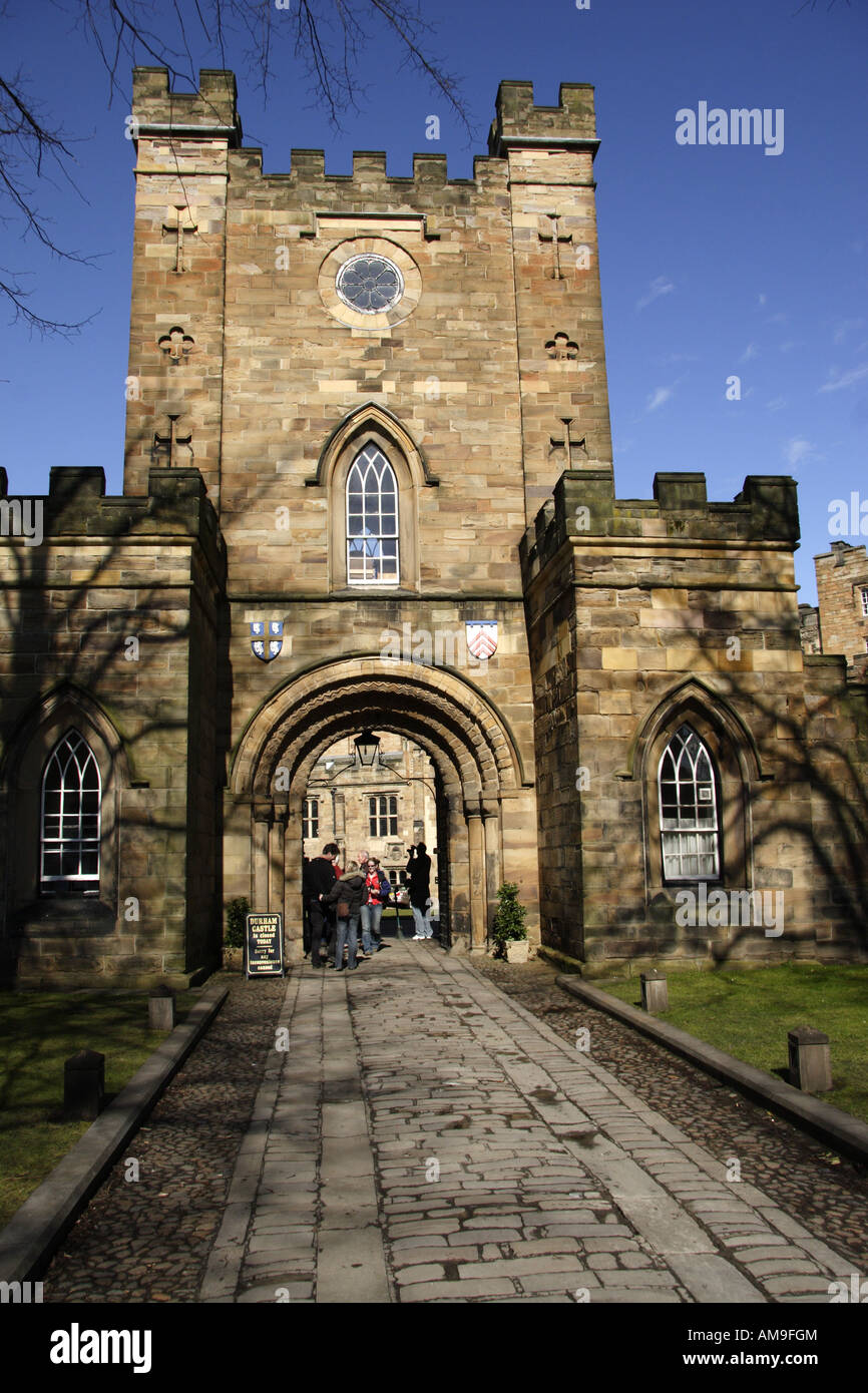 The crenellated gate that leads into Durham Castle. The castle now ...