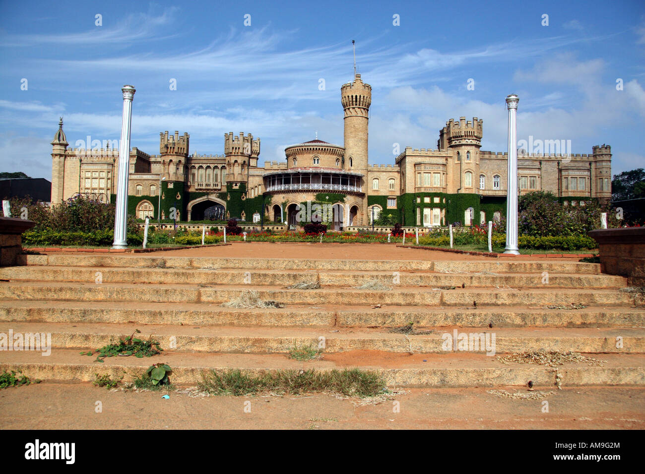 The facade of Bangalore Palace in the city of Bangalore, Karnataka ...