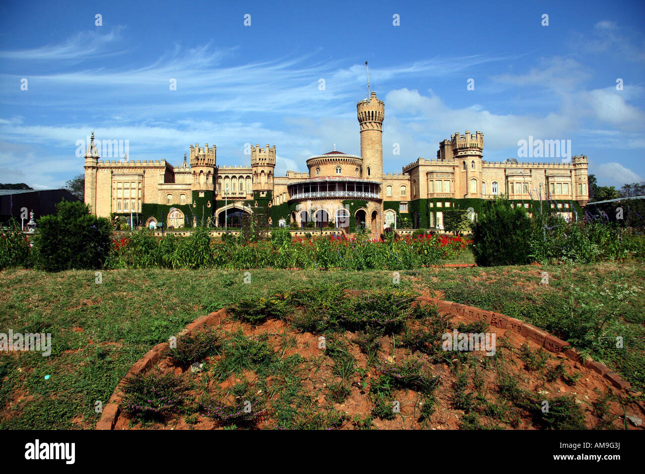 The facade of Bangalore Palace in the city of Bangalore, Karnataka ...