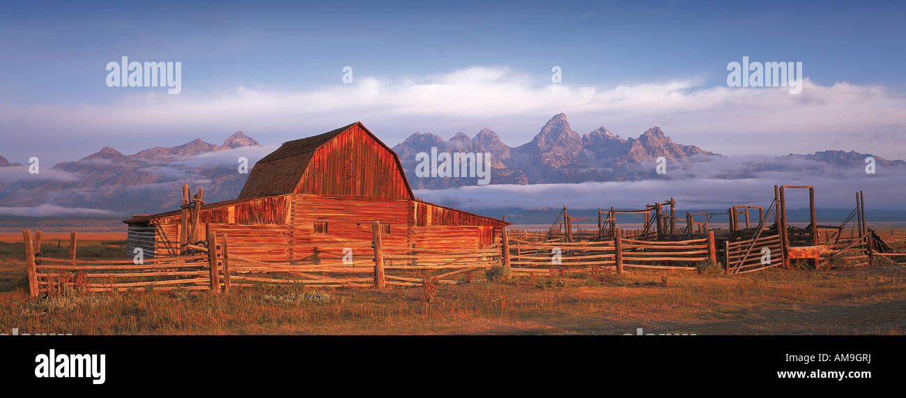 Moulton Barns and Teton Mountains, Jackson Hole, Wyoming USA Stock ...
